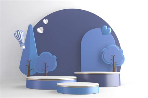 블루 모던 실린더 파란색과 흰색 장식 만화 스타일3d 렌더링 0명에 대한 스톡 사진 및 기타 이미지 0명 3차원 형태 고급 Istock