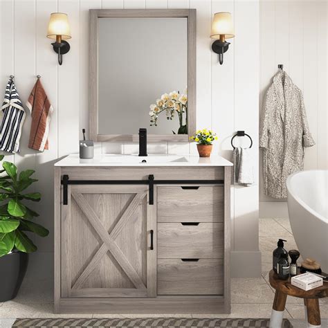 Chartustriable 36 Inch Bathroom Vanity With Sink And Faucet