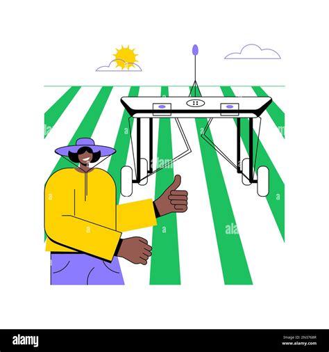 Weed Control Robots Isolated Cartoon Vector Illustrations Farmer Using Robot To Control Weed