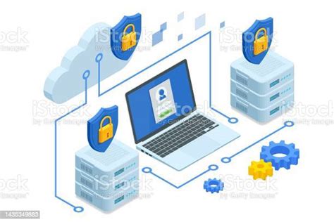 Isometric Modern Cloud Technology And Networking Big Data Flow