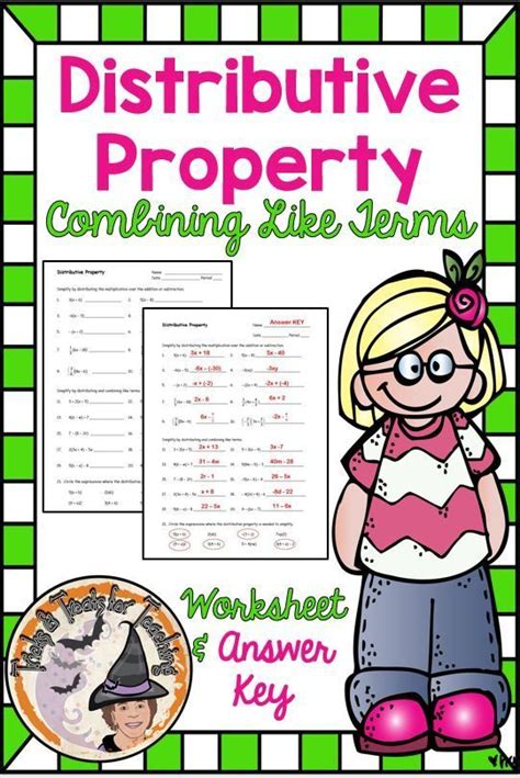 Distributive Property Worksheet And Answer Key Combining Like Terms