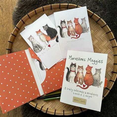 Marvellous Moggies Boxed Notecards Alex Clark Art