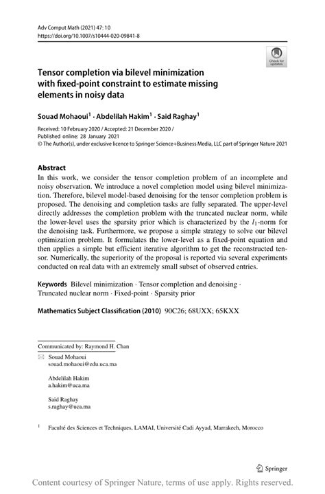 tensor completion via bilevel minimization with fixed point constraint