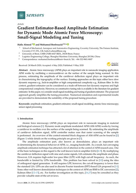 Pdf Gradient Estimator Based Amplitude Estimation For Dynamic Mode Atomic Force Microscopy