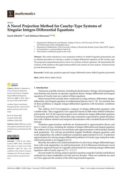 Pdf A Novel Projection Method For Cauchy Type Systems Of Singular