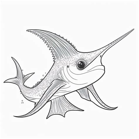 Cute Swordfish Coloring Page Lulu Pages