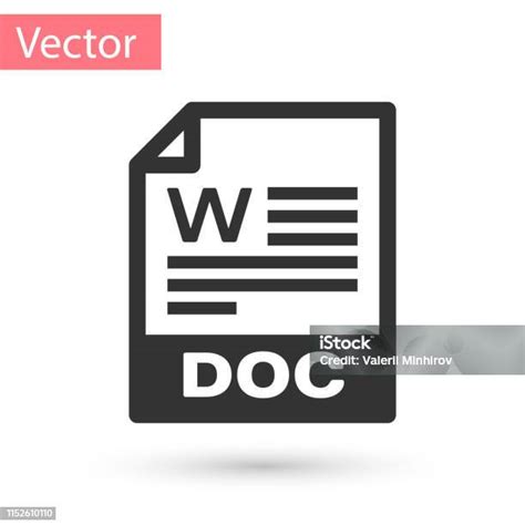 灰色 doc 檔文檔圖示下載文檔按鈕圖示隔離在白色背景doc 檔副檔名符號向量插圖向量圖形及更多互聯網圖片 互聯網 商務 單字詞