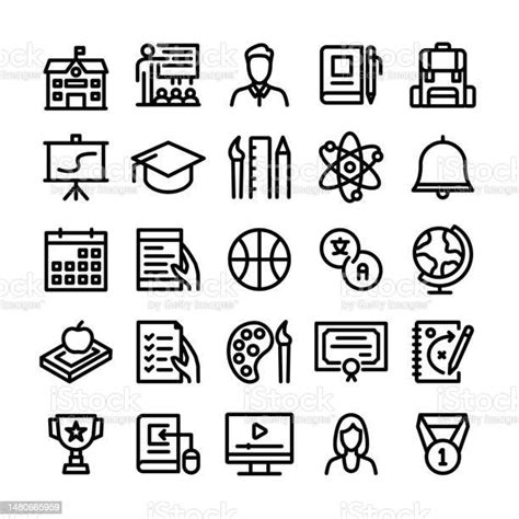 학교의 벡터 일러스트 레이 션 그래픽입니다 편집 가능한 획 크기 간단한 격리 아이콘입니다 기호 기호 요소 아이콘 세트 아이콘에