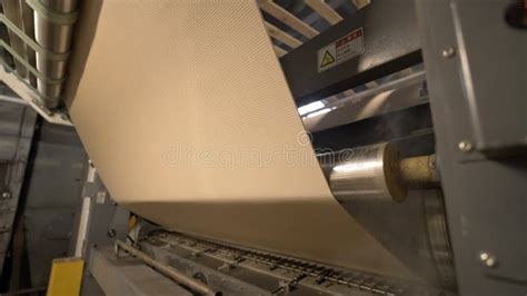 Process Of Drying Smooth Cardboard Web On Special Machine Stock Video