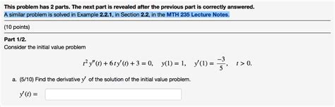 Solved Consider The Initial Value Problem T2 Yt