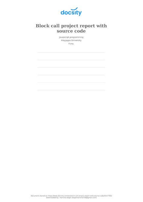 Docsity Block Call Project Report With Source Code Block Call Project