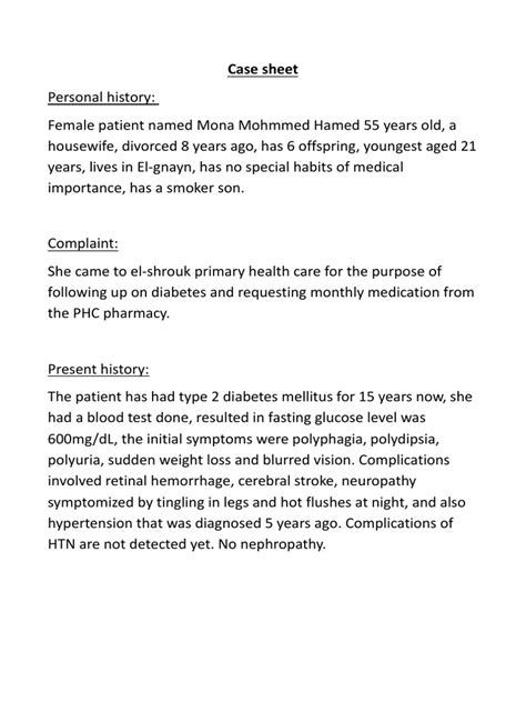 Case Sheet Dmandhtn Pdf Diabetes Causes Of Death