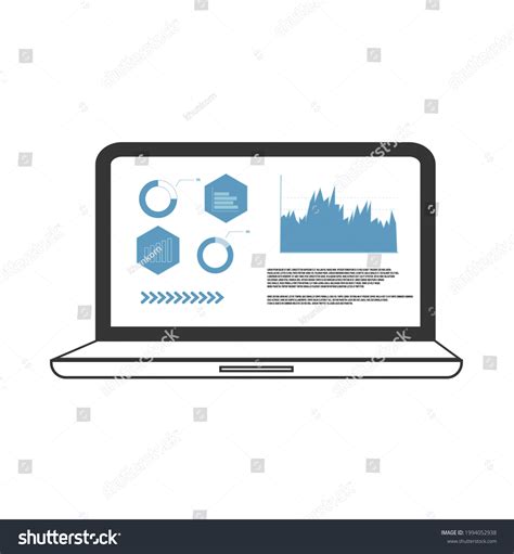 vector computer laptop graph chart screen stock vector royalty free