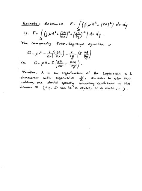 Math 583 B Calculus Of Variations The Euler Lagrange Equations