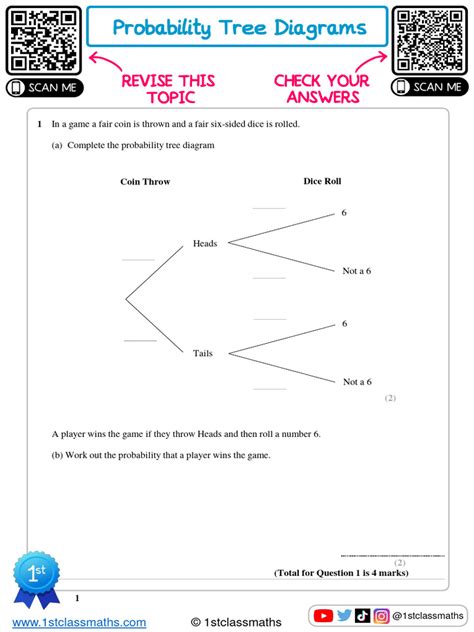 Probability Tree Diagrams Edexcel Pdf Probability Gaming