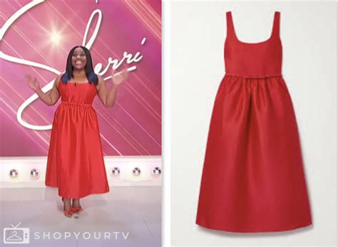 Sherri December 2024 Sherri Shepherds Red Belted Taffeta Midi Dress