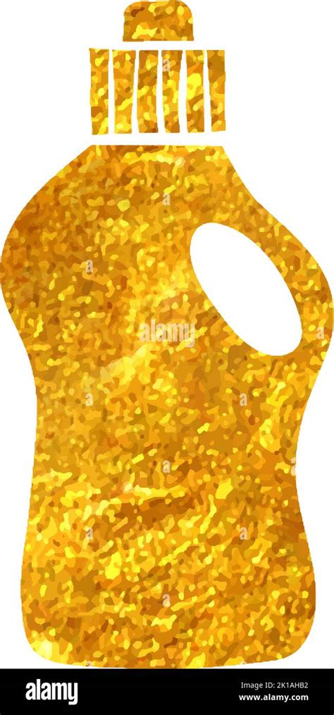 Hand Drawn Detergent Bottle Icon In Gold Foil Texture Vector