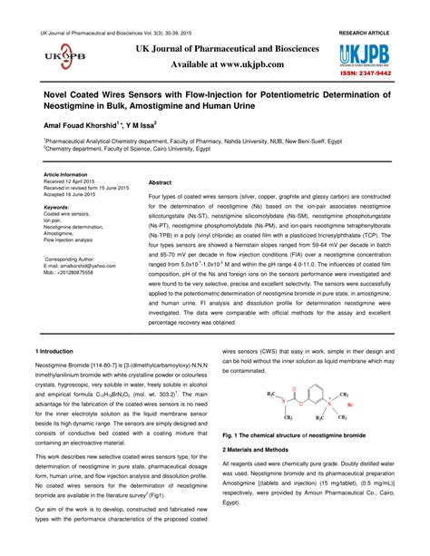 Pdf Novel Coated Wires Sensors With Flow Injection For Potentiometric Determination Of