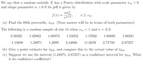 Solved We Say That A Random Variable X Has A Pareto