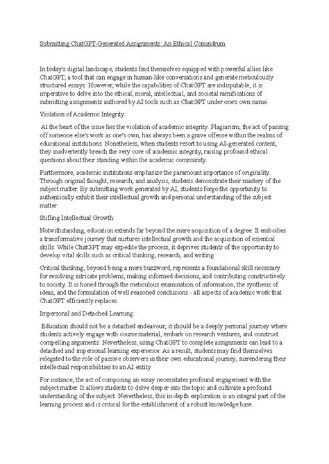 Capstone Assignment Ebm Submitting Chatgpt Generated Assignments