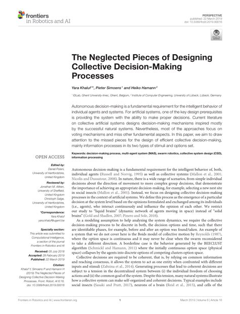 Pdf The Neglected Pieces Of Designing Collective Decision Making Processes