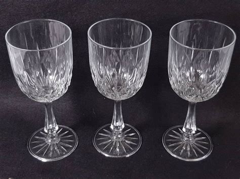 Set Of 6 Vintage Pressed Glass Goblets 9oz 725 Tall Etsy