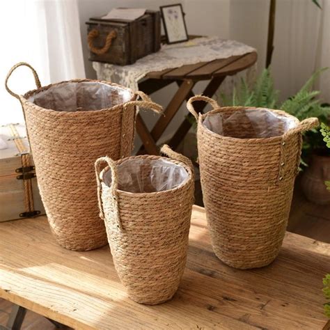 Basket Rattan Storage Bakul Grass Plant Rotan Home Garden Seagrass