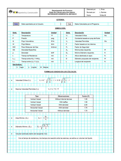 Phase Horizontal Separator Pdf Mecánica De Medios Continuos