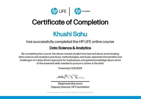 Khushi Sahu On Linkedin Dataanalytics Professionalgrowth Sustainability Hp Lifelonglearning