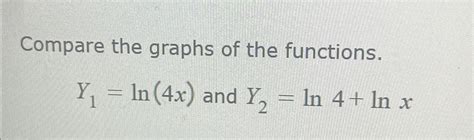 solved compare the graphs of the functions y1 ln 4x ﻿and