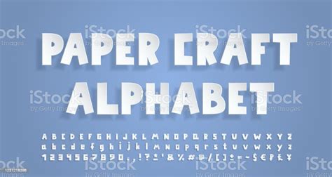 백서 알파벳 투명 한 그림자와 3d 글꼴 현실적인 종이 컷 아웃 스타일 대문자 및 소문자 숫자 구두점 및 기호 벡터