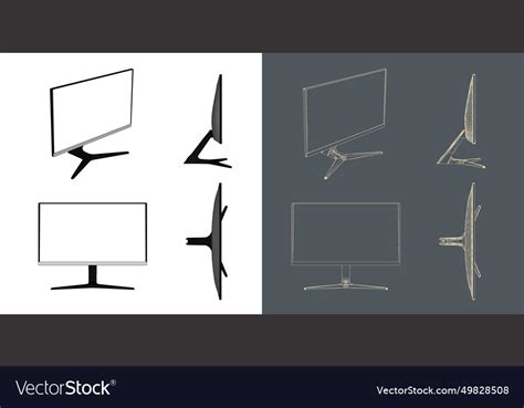 Computer Monitor Led Wire Frame Blueprint Concept Vector Image