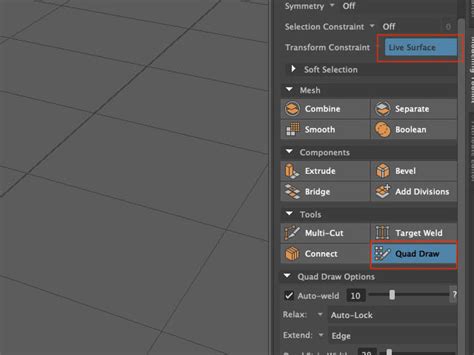 Quad draw tool