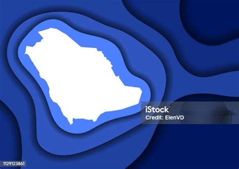 사우디아라비아 지도 개요에서에서 도식 레이어 3d 파도 잘라 종이 고 다른 하나를 숨깁니다 배너 포스터 인사말 카드에 대 한 레이아웃입니다 벡터 일러스트입니다 3차원 형태에