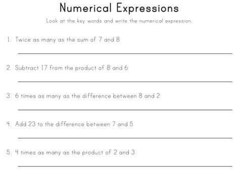 free numerical expressions worksheet download free numerical