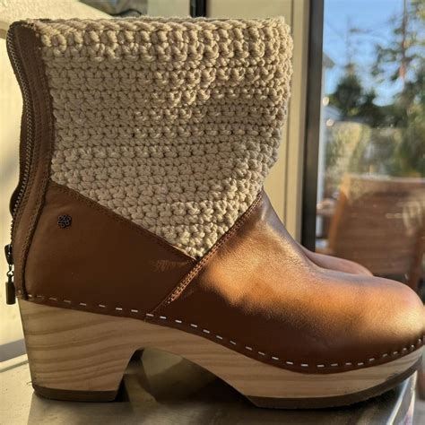 Clog Boots By The Sak — Leather And Crochet Can Depop