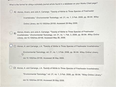 Solved What Is The Format For Citing A Scholarly Journal Chegg Com