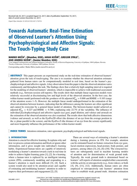 Pdf Towards Automatic Real Time Estimation Of Observed Learners Attention Using