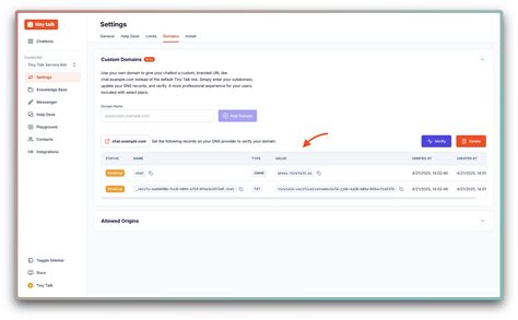 Chatbot Custom Domain Setup Guide Tiny Talk Ai