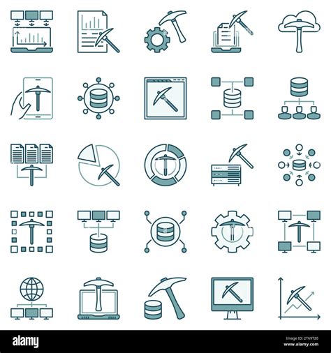 Data Mining Technology Vector Colored Concept Icons Or Design Elements Collection Stock Vector