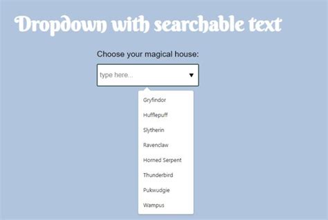 Drop Down With Search Box Using Html And Css