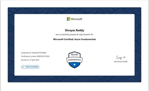 Azure Certification Cloudcomputing Microsoftazure Shreyas Reddy Muddam