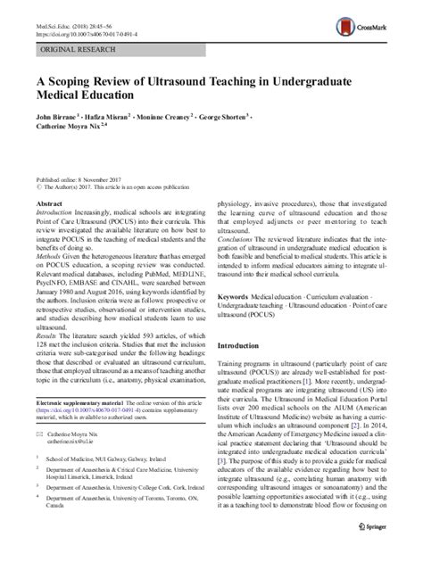 Pdf A Scoping Review Of Ultrasound Teaching In Undergraduate Medical