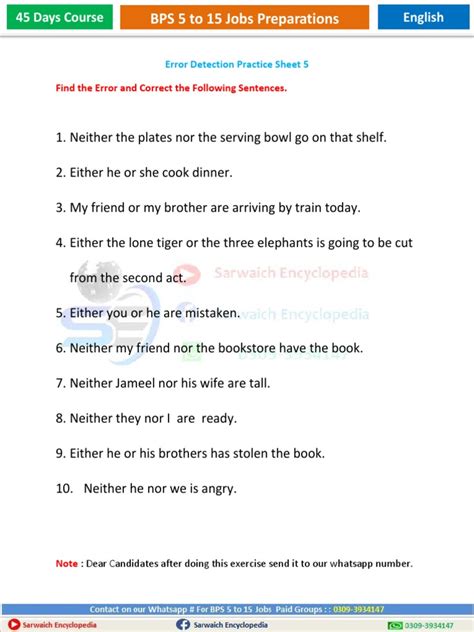 Error Detection Practice For Jobs Pdf