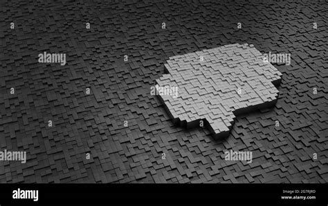 3d Rendering Metal Cubes In Shape Of Symbol Of Two Rectangular Rounded Chat Bubbles Light Silver