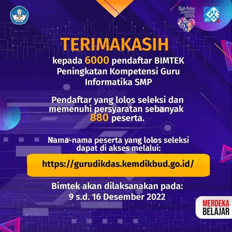 Jadwal Bimtek Informatika Smp Pena Mr Bams