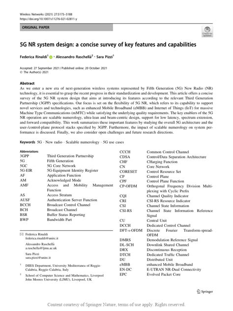 5g Nr System Design A Concise Survey Of Key Featur Pdf Computer Network Orthogonal
