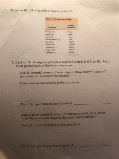 Solved Please Use The Following Table To Answer Question 2