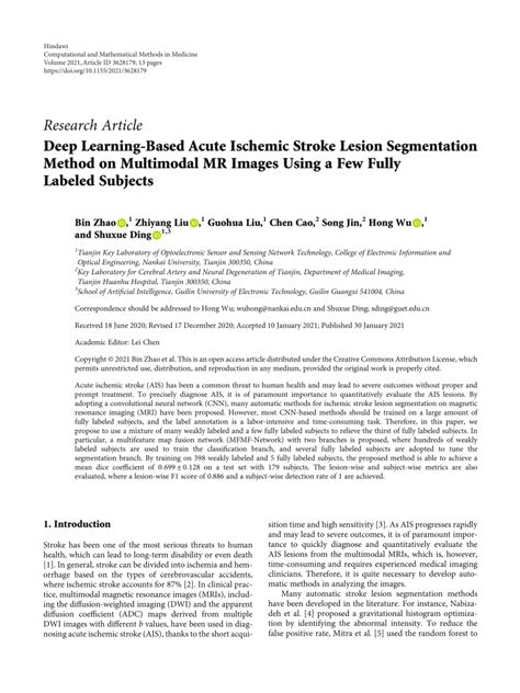 Pdf Deep Learning Based Acute Ischemic Stroke Lesion Segmentation Method On Multimodal Mr