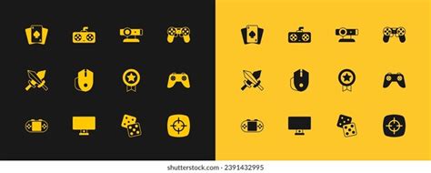 Set Sword Game Game Controller Joystick Stock Vector Royalty Free
